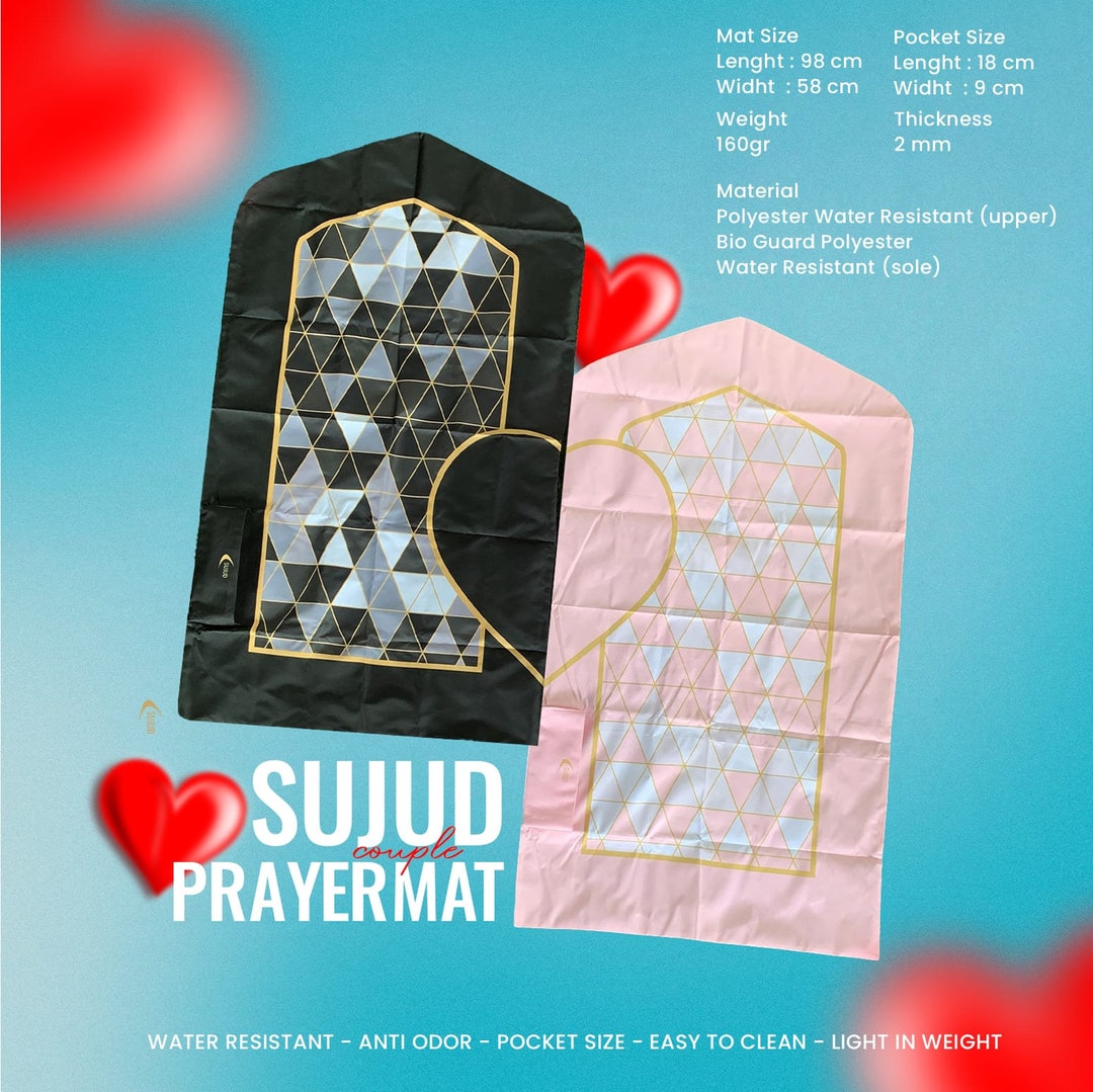Portable Couples Prayer Mat Set by SUJUD | Water-resistant | Pocket ...