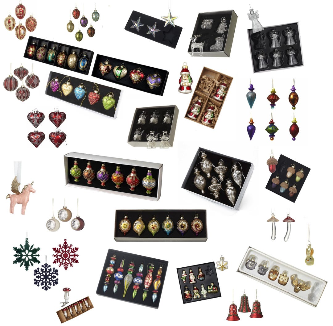 Glass Handcrafted Baubles Premium Traditional Christmas Tree Decoration ...