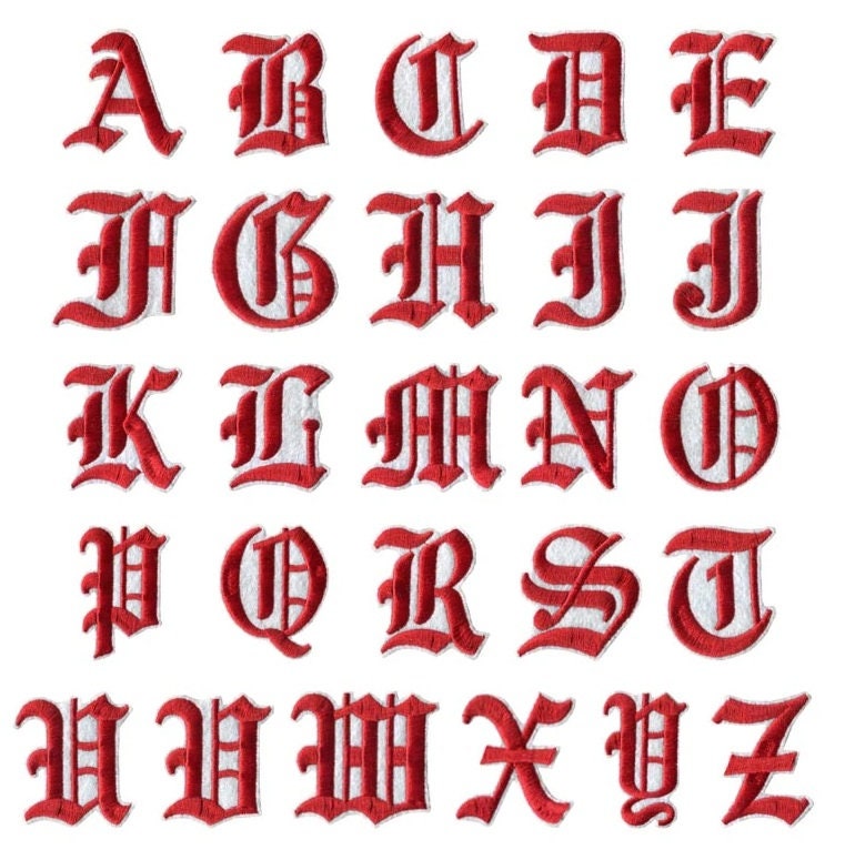 Old English Medieval Letter Patch Patches Iron on Alphabet Embroidery ...