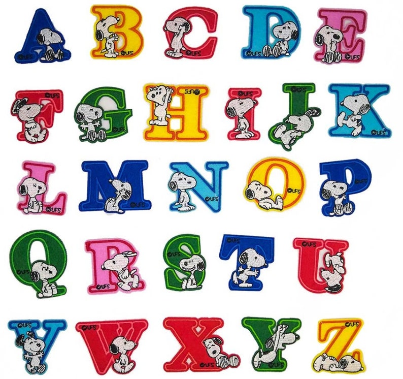 Snoopy Cartoon Dog Letter Patch Iron or Sew on Alphabet Embroidery ...
