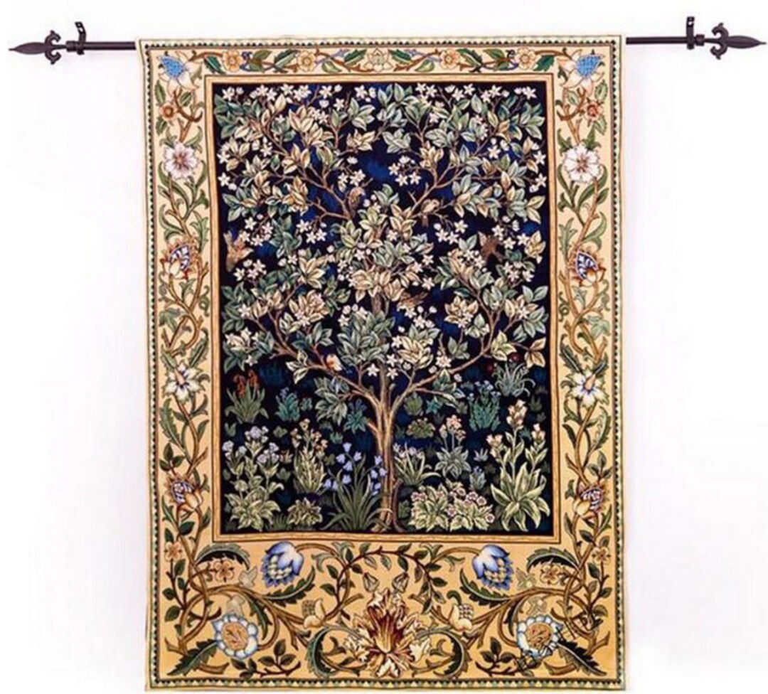 Tree of Life Loom Woven Tapestry William Morris 88 X 68 Cm Dark Blue - Etsy