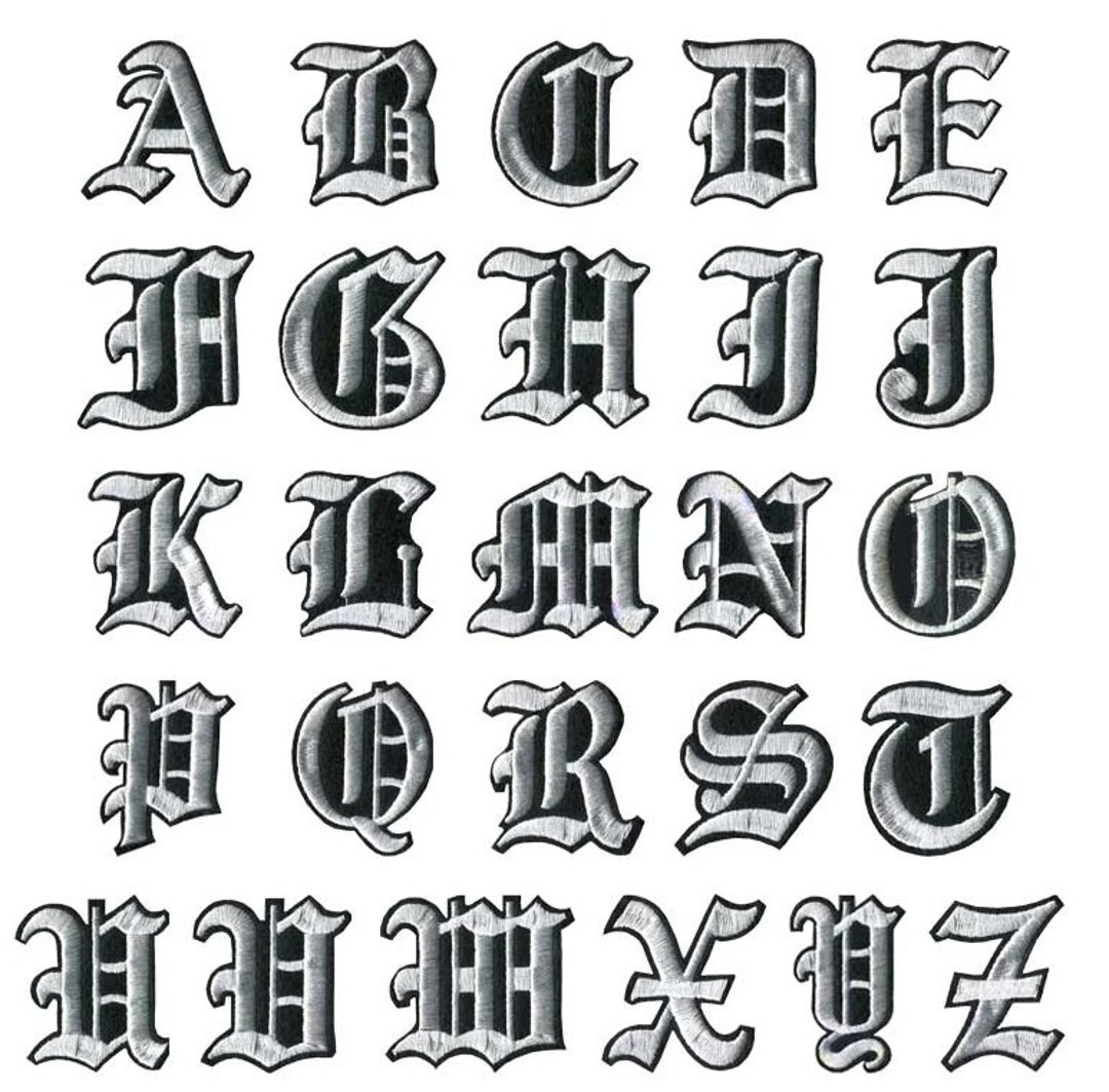 Old English Medieval Letter Patch Patches Iron on Alphabet Embroidery ...