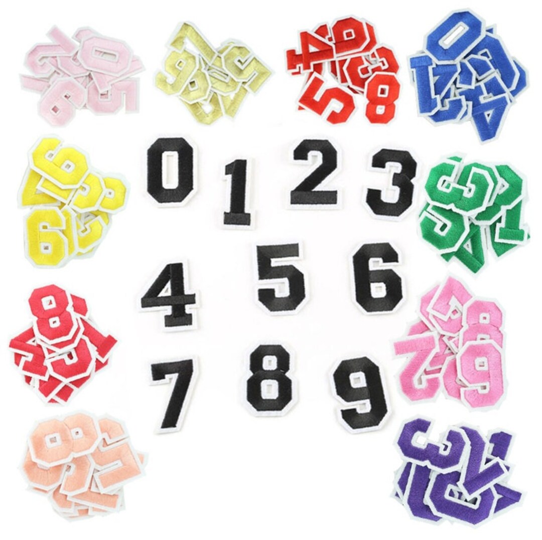 Number Patch Iron or Sew on Numbers Varsity Patches Customise Clothing ...