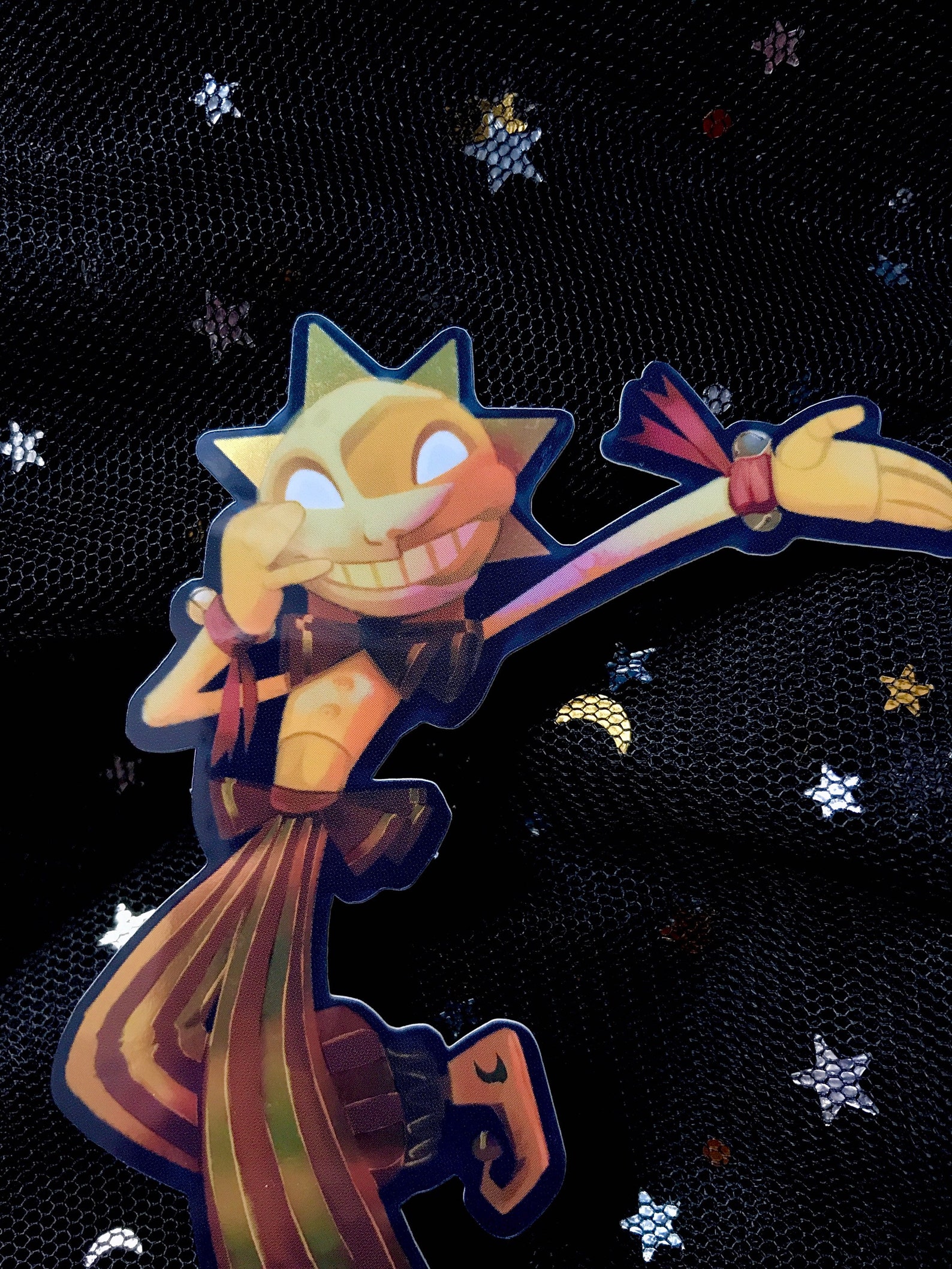 Fnaf Sun And Moon Animatronics Gold Mirror Stickers Two Etsy
