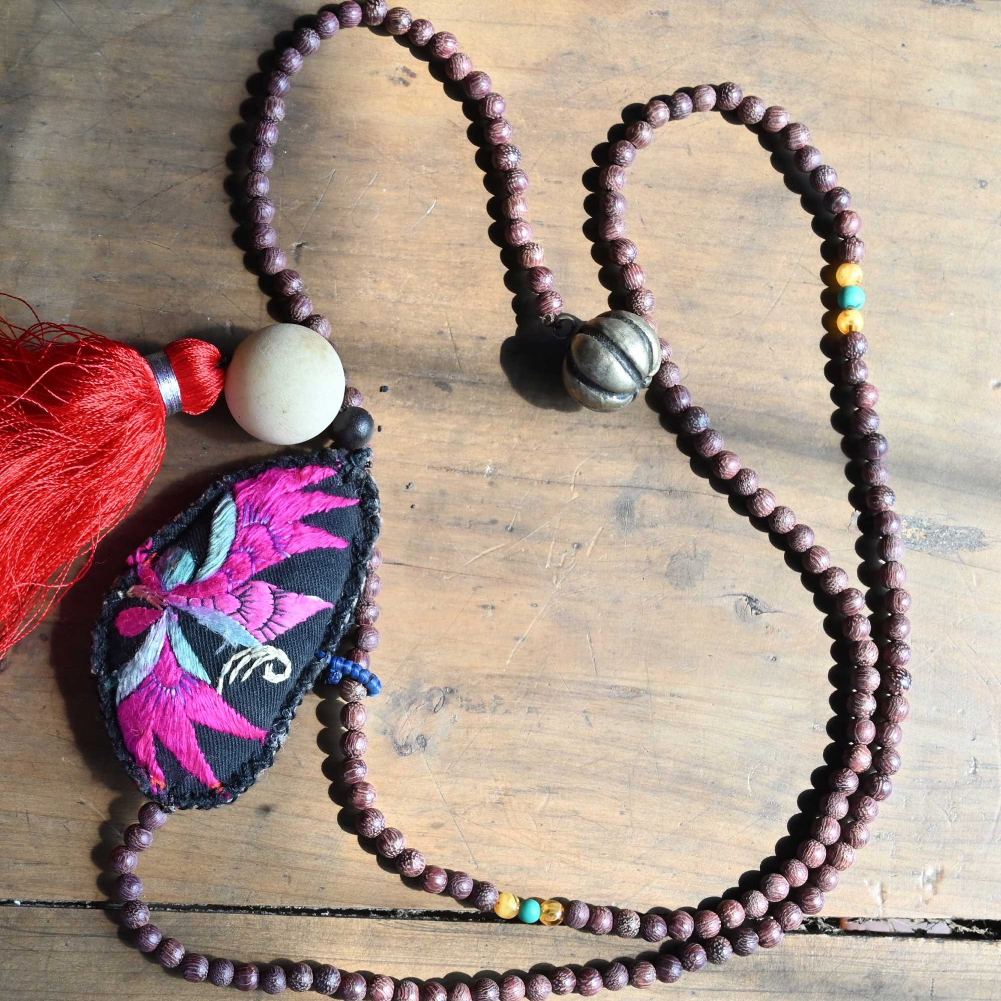 Unique Hmong Miao Antique Silver Ethnic Embroidery,tribal Necklace ...