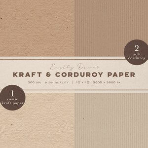 Kraft Digital Paper – Corduroy Seamless Digital Textures – Neutrals ...