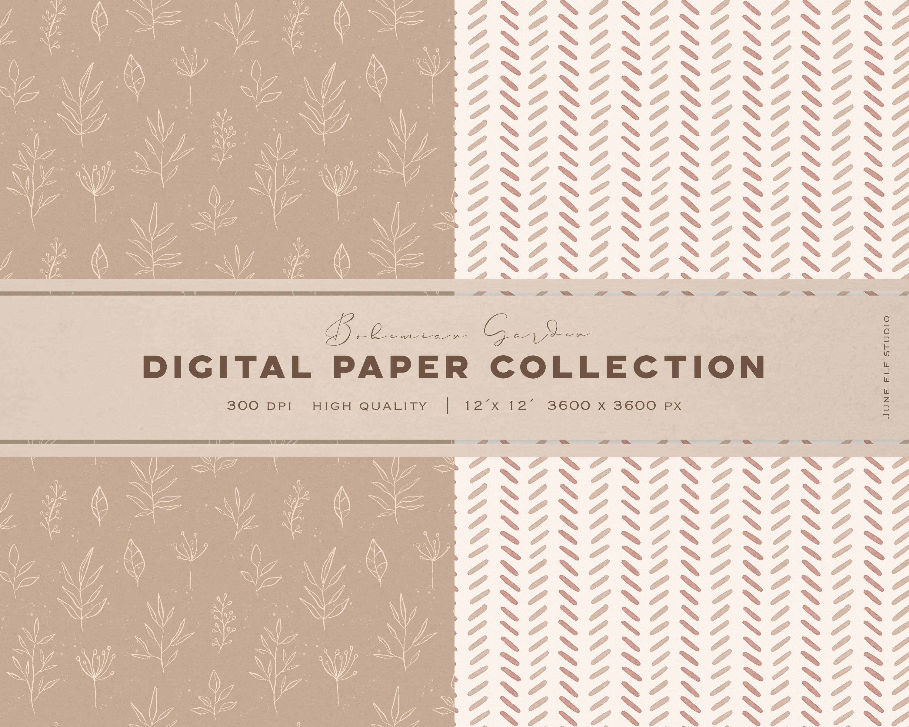 Bohemian Garden Digital Paper Neutral Boho Patterned Paper - Etsy