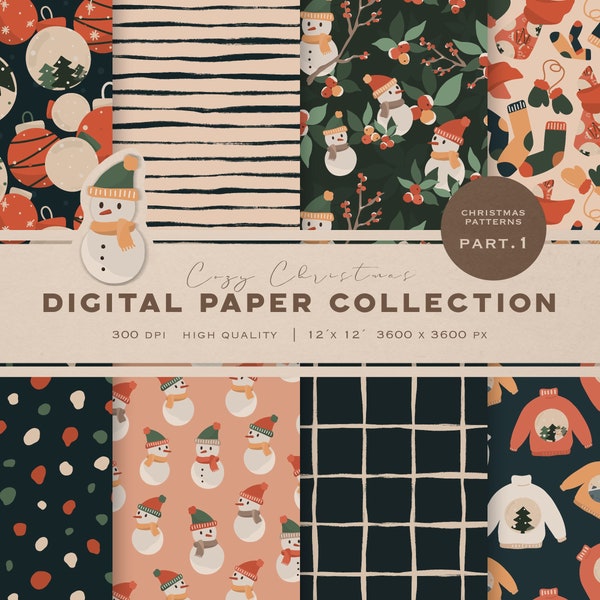 Christmas Digital Paper - Etsy