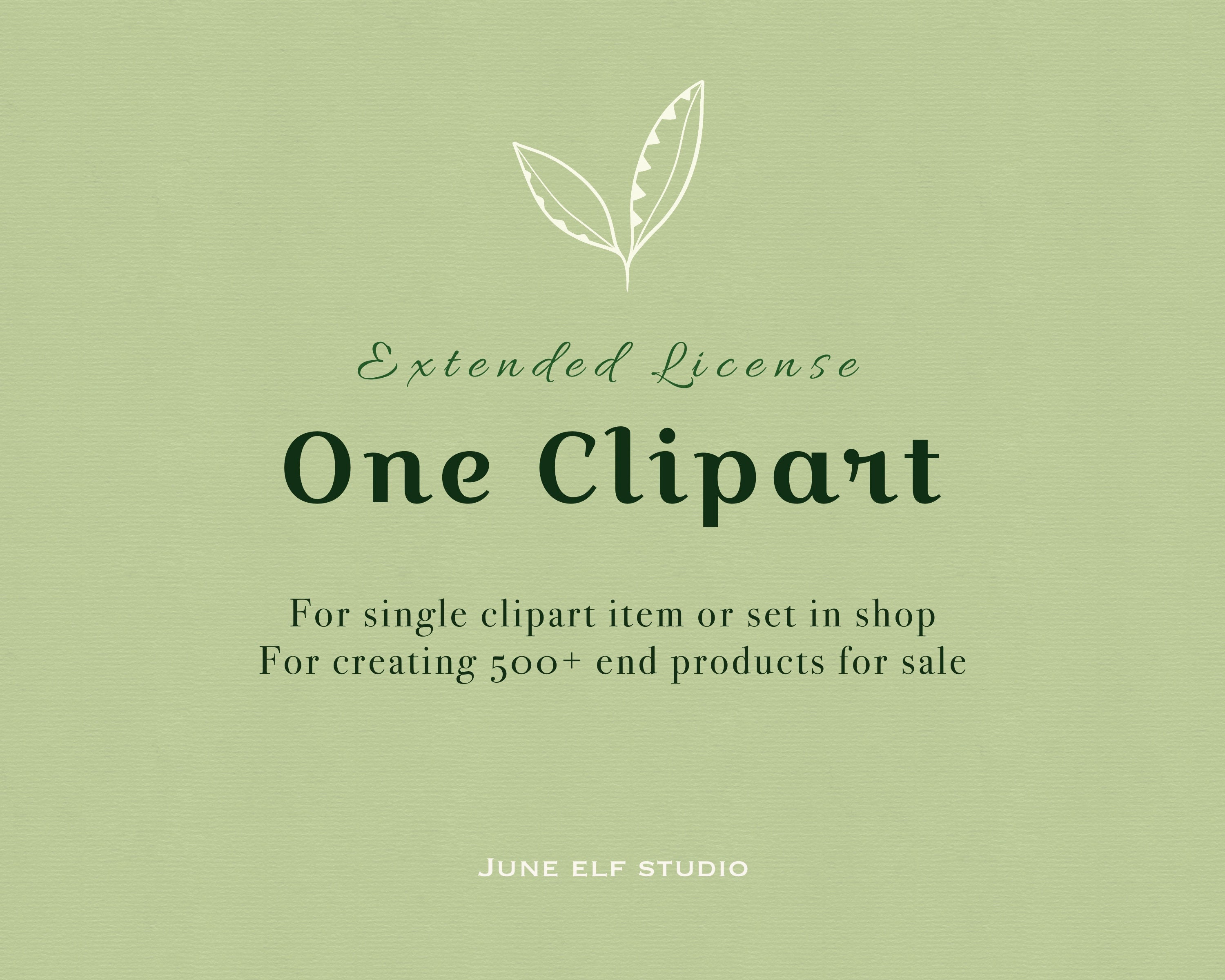 Extended License One Clipart - for Single Item or Set - by June Elf ...