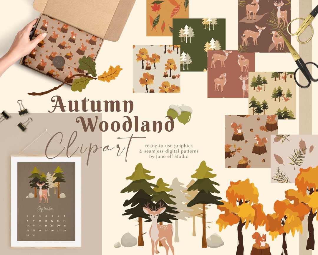 Fall Clipart Bundle – Autumn Digital Paper – Boho Seamless Pattern ...