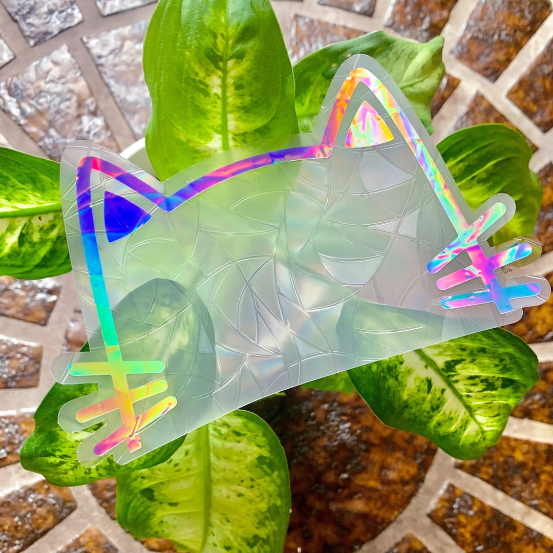 Cat Suncatcher Window Cling, Rainbow Prism Decal - Etsy