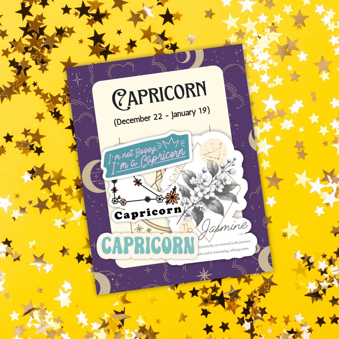 Capricorn Zodiac Sign Sticker Pack, Astrology Stickers, Aries Sticker ...