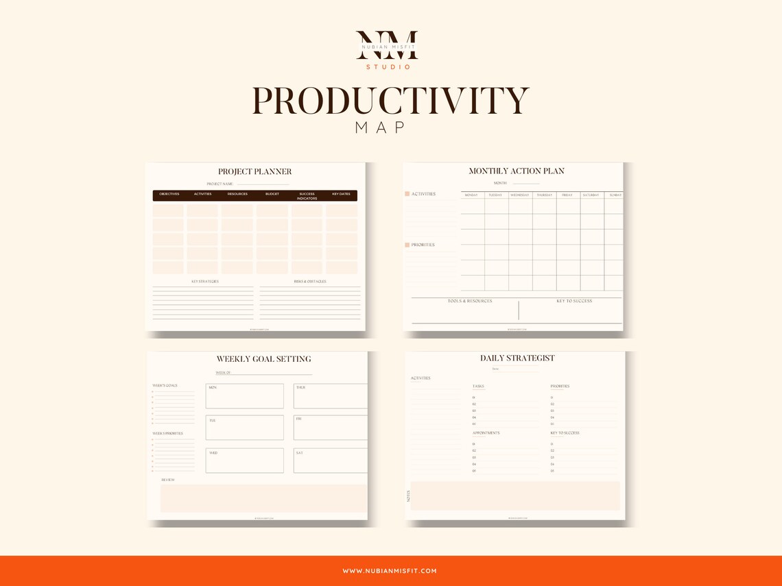 Productivity Planner Printable Productivity Templates | Etsy