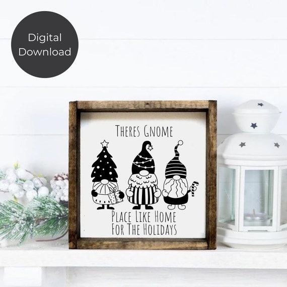 Theres Gnome Place Like Home Christmas Home Decor Holiday - Etsy