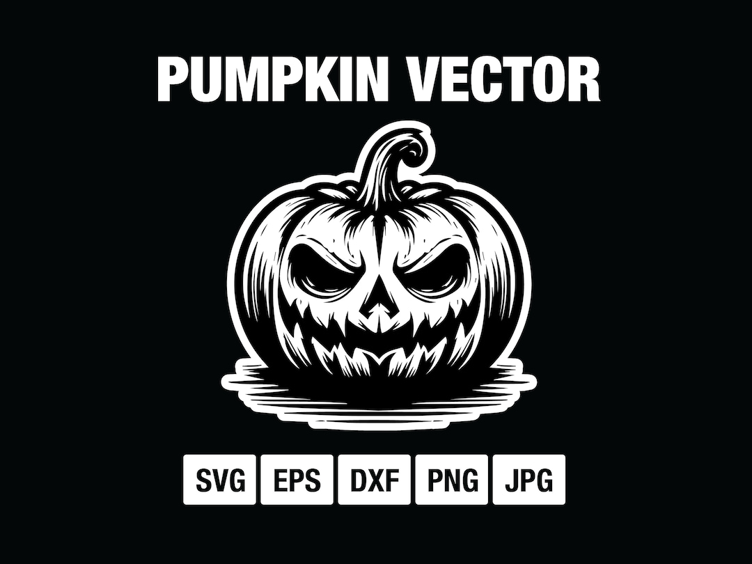 Pumpkin Vector | Svg - Eps - Dxf - Png - Jpg | Cricut Explore | Black ...