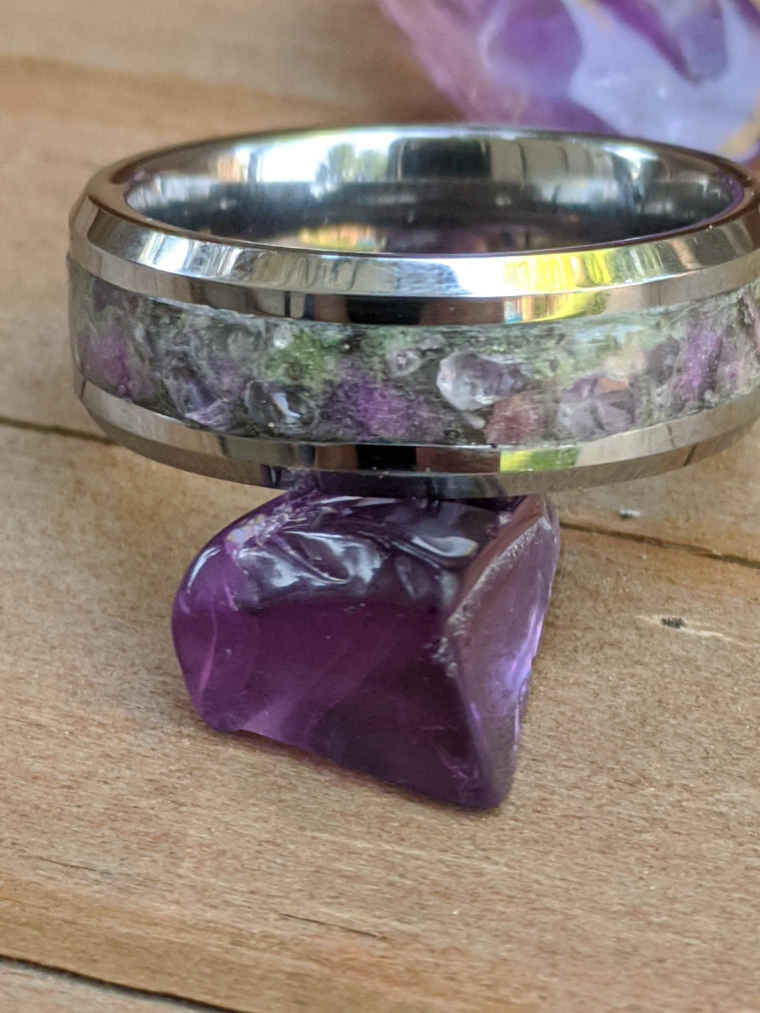 Peace and Calm Ring Amethyst Inlay - Etsy