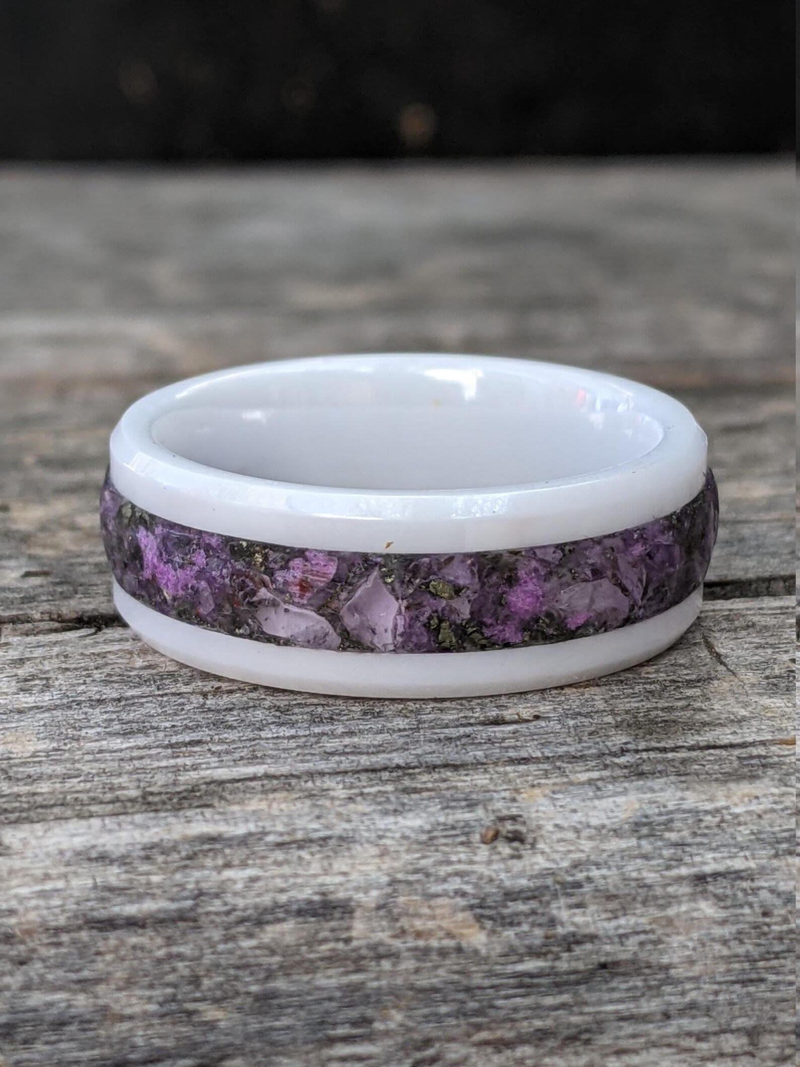 Peace and Calm Ring Amethyst Inlay - Etsy