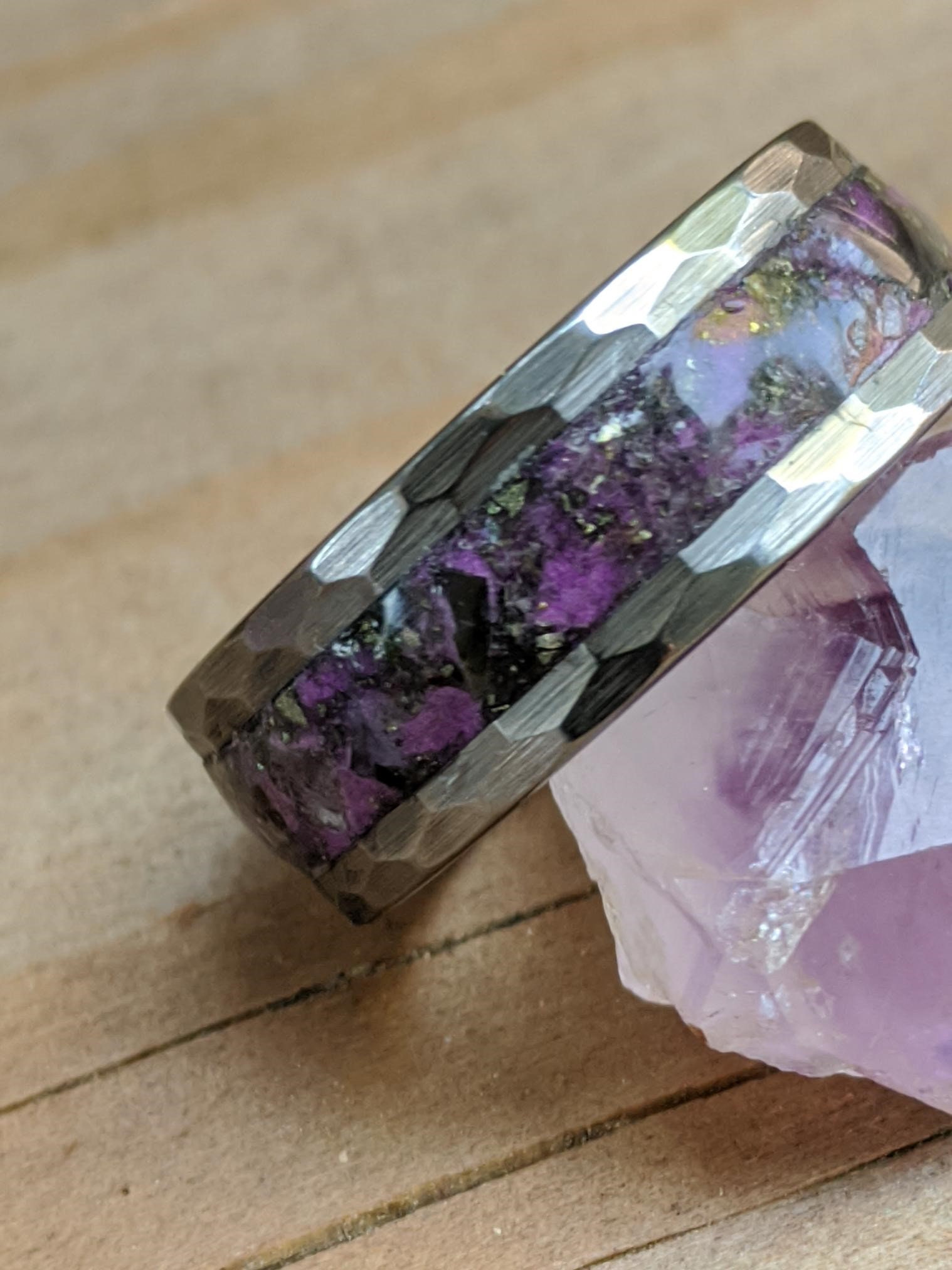 Peace and Calm Ring Amethyst Inlay - Etsy