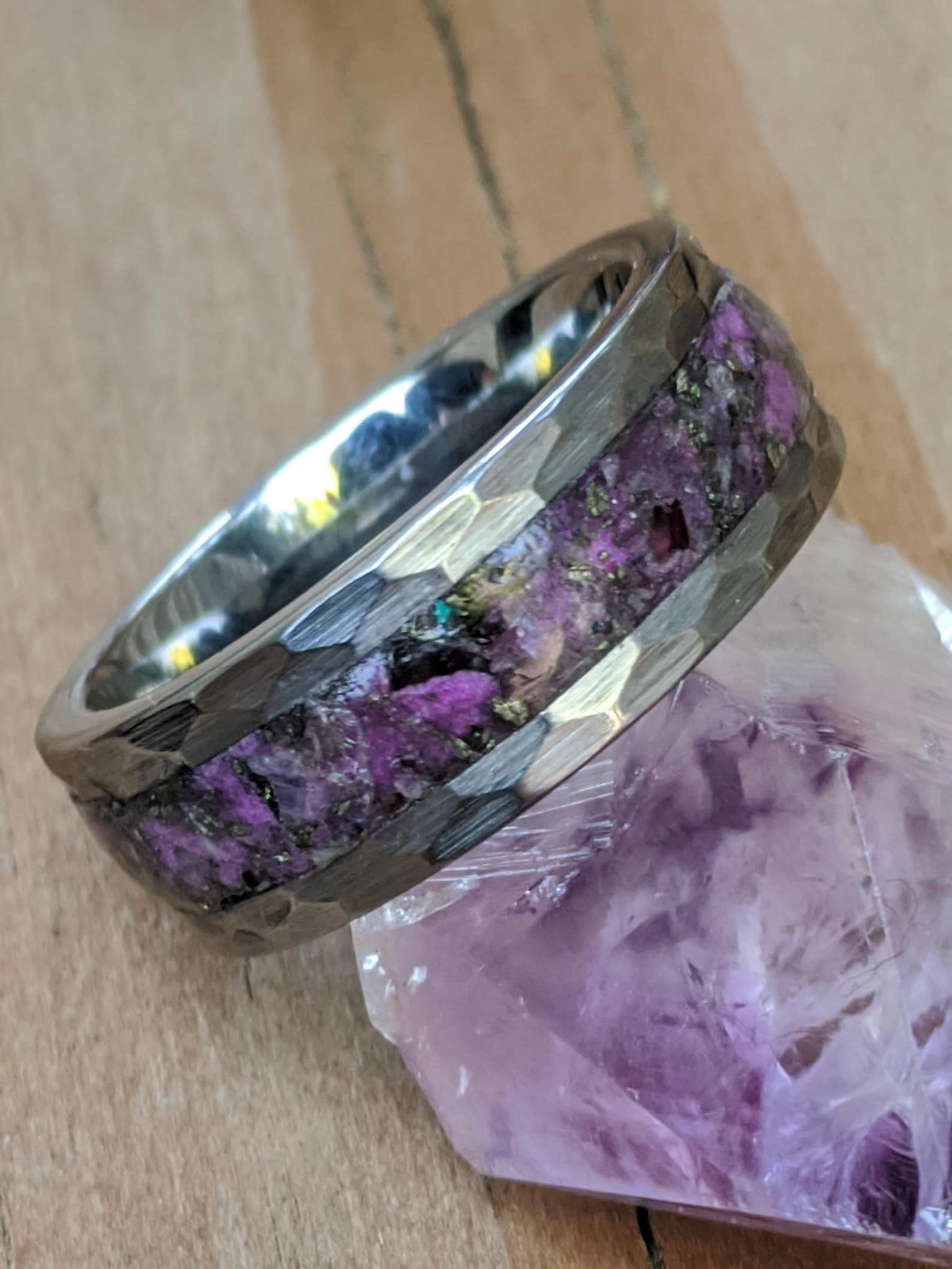 Peace and Calm Ring Amethyst Inlay - Etsy