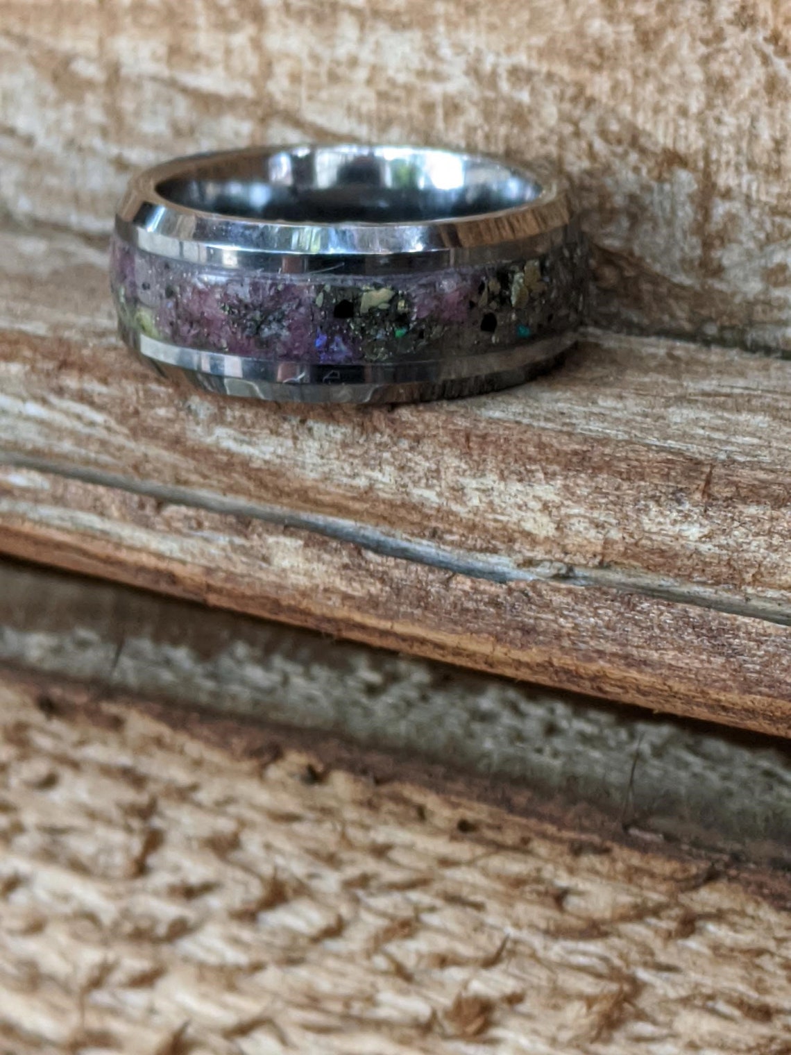 Peace and Calm Ring Amethyst Inlay | Etsy