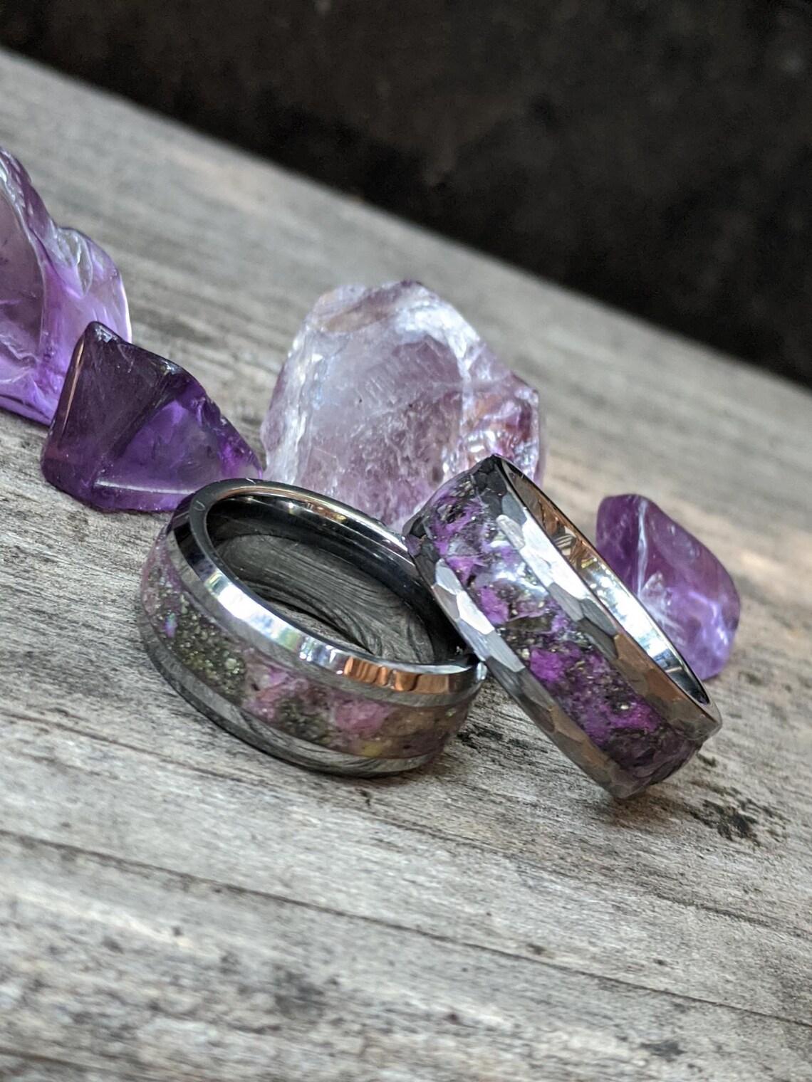 Peace and Calm Ring Amethyst Inlay - Etsy