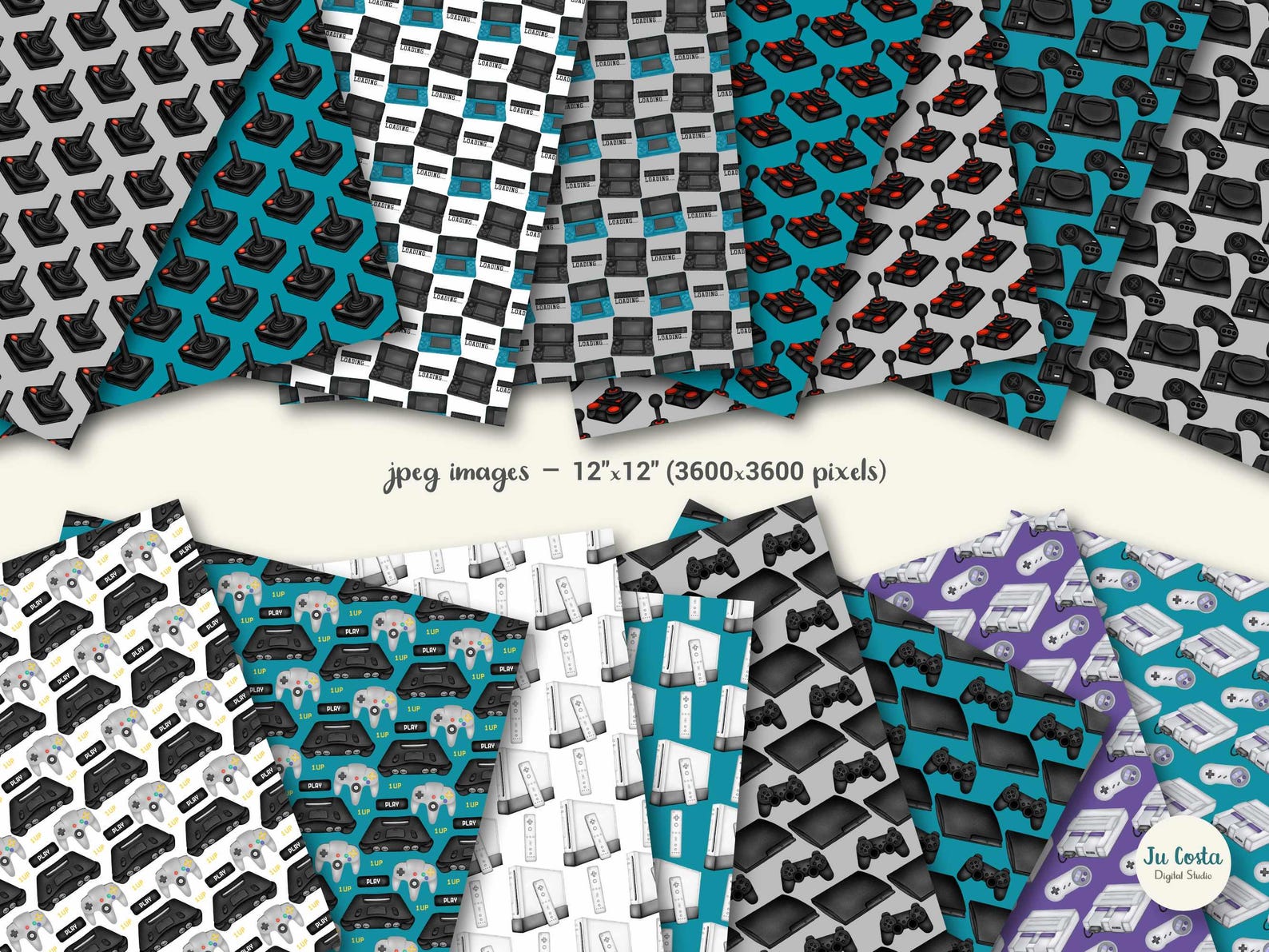 Gamer Seamless Digital Papers. Video Game Scrapbook Papers. Printable ...