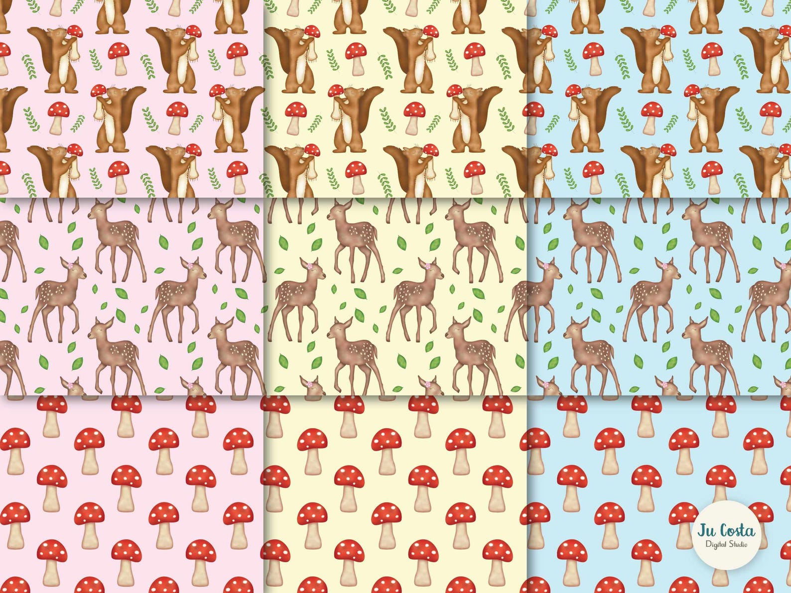 Woodland Animals Digital Paper. Forest Scrapbook Paper. Seamless ...