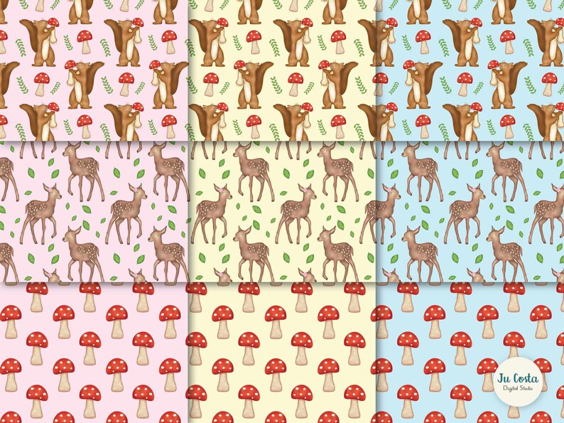 Woodland Animals Digital Paper. Forest Scrapbook Paper. Seamless ...