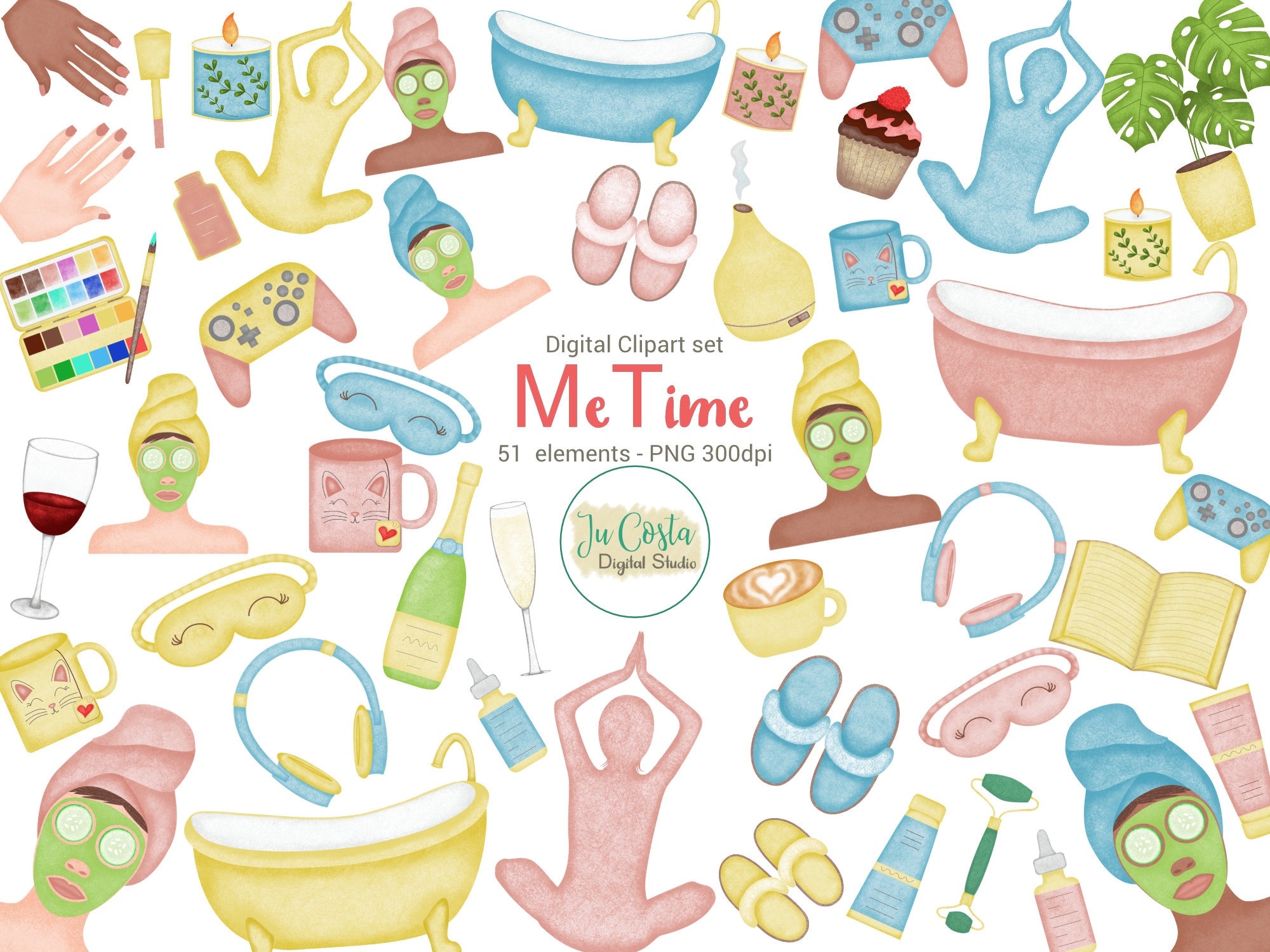 Me Time Digital Clipart. Relax Time. Self Care. Instant - Etsy