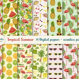 Tropical Summer Digital Paper. Summer Digital Paper. Scrapbooking Paper ...