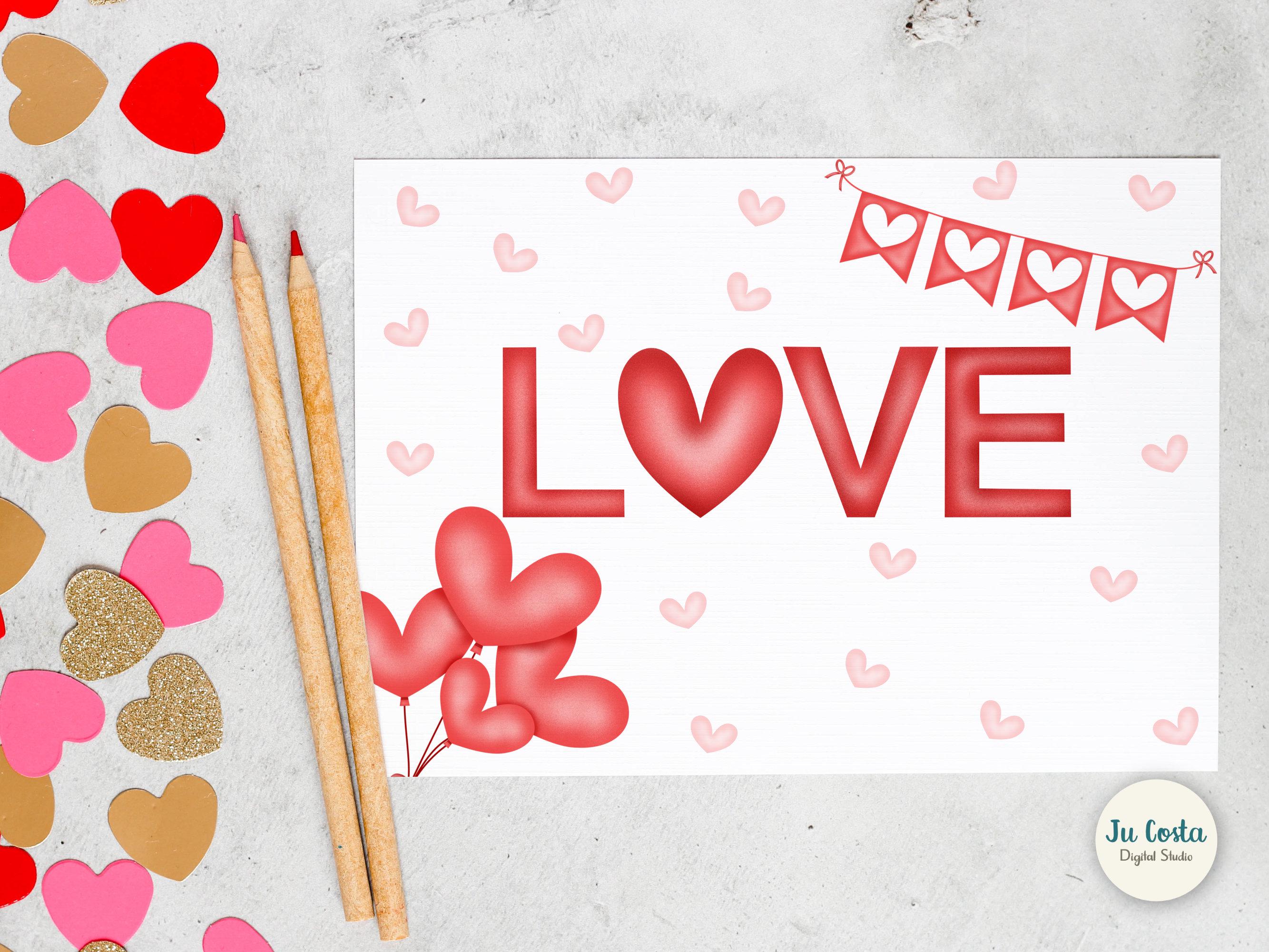 Valentine's Day Digital Clipart. Love Clipart. Red and Pink Hearts ...