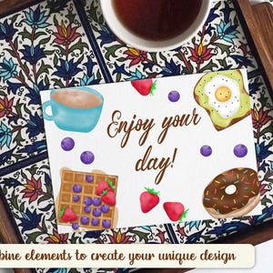 Breakfast Food Clipart. Coffee Time. PNG Elements. Commercial Use ...