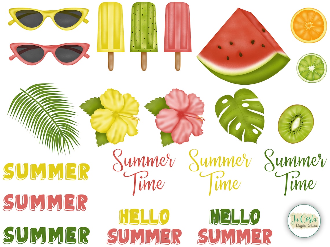 Tropical Summer Clipart. Summer Clipart. Summer Digital Download. PNG ...