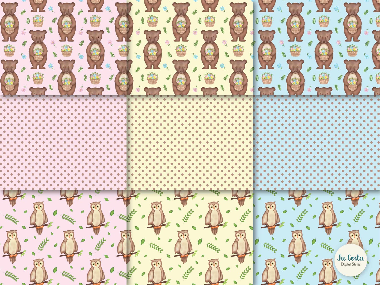 Woodland Animals Digital Paper. Forest Scrapbook Paper. Seamless ...