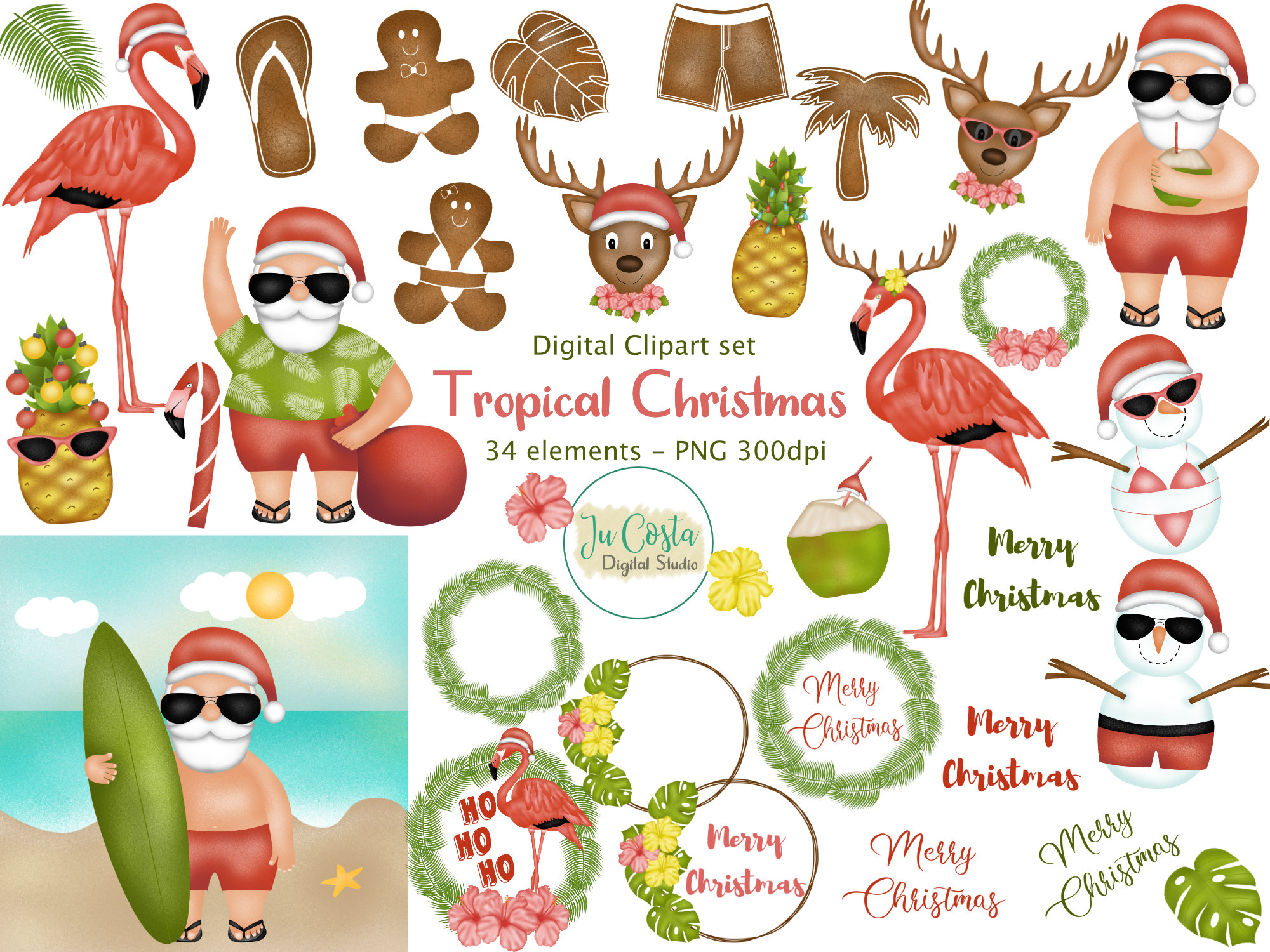 Tropical Christmas Clipart