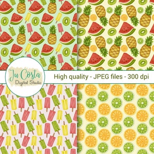 Tropical Summer Digital Paper. Summer Digital Paper. Scrapbooking Paper ...