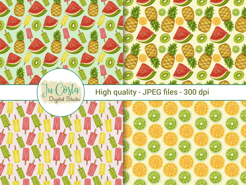 Tropical Summer Digital Paper. Summer Digital Paper. Scrapbooking Paper ...