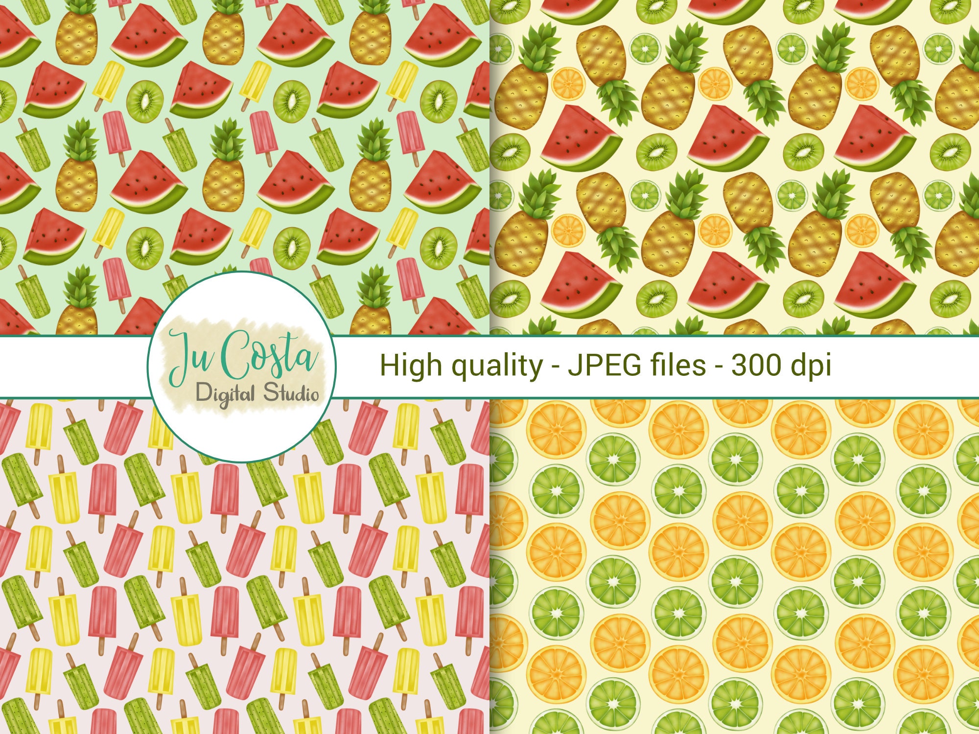 Tropical Summer Digital Paper. Summer Digital Paper. Scrapbooking Paper ...