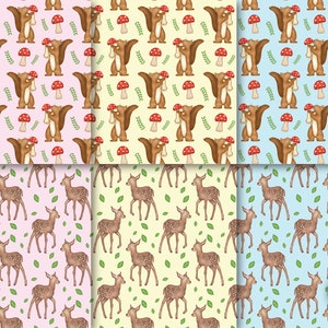 Woodland Animals Digital Paper. Forest Scrapbook Paper. Seamless ...