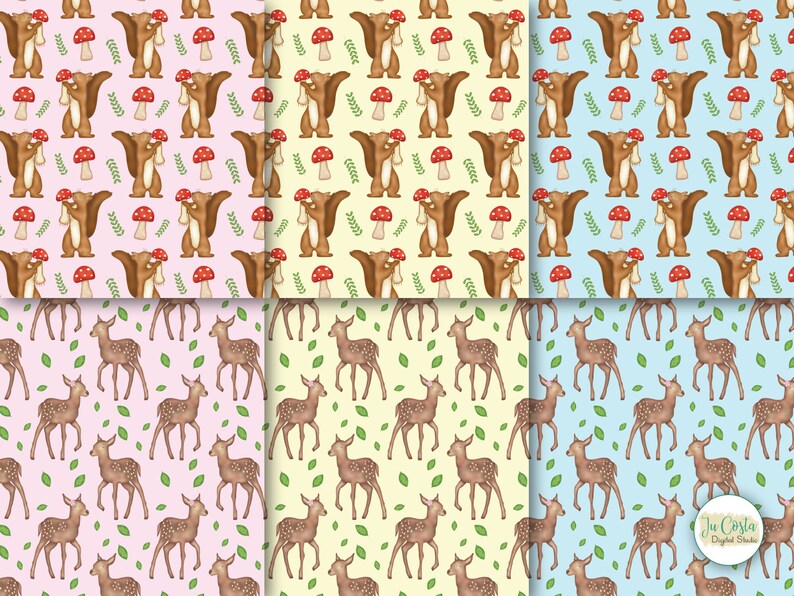 Woodland Animals Digital Paper. Forest Scrapbook Paper. - Etsy