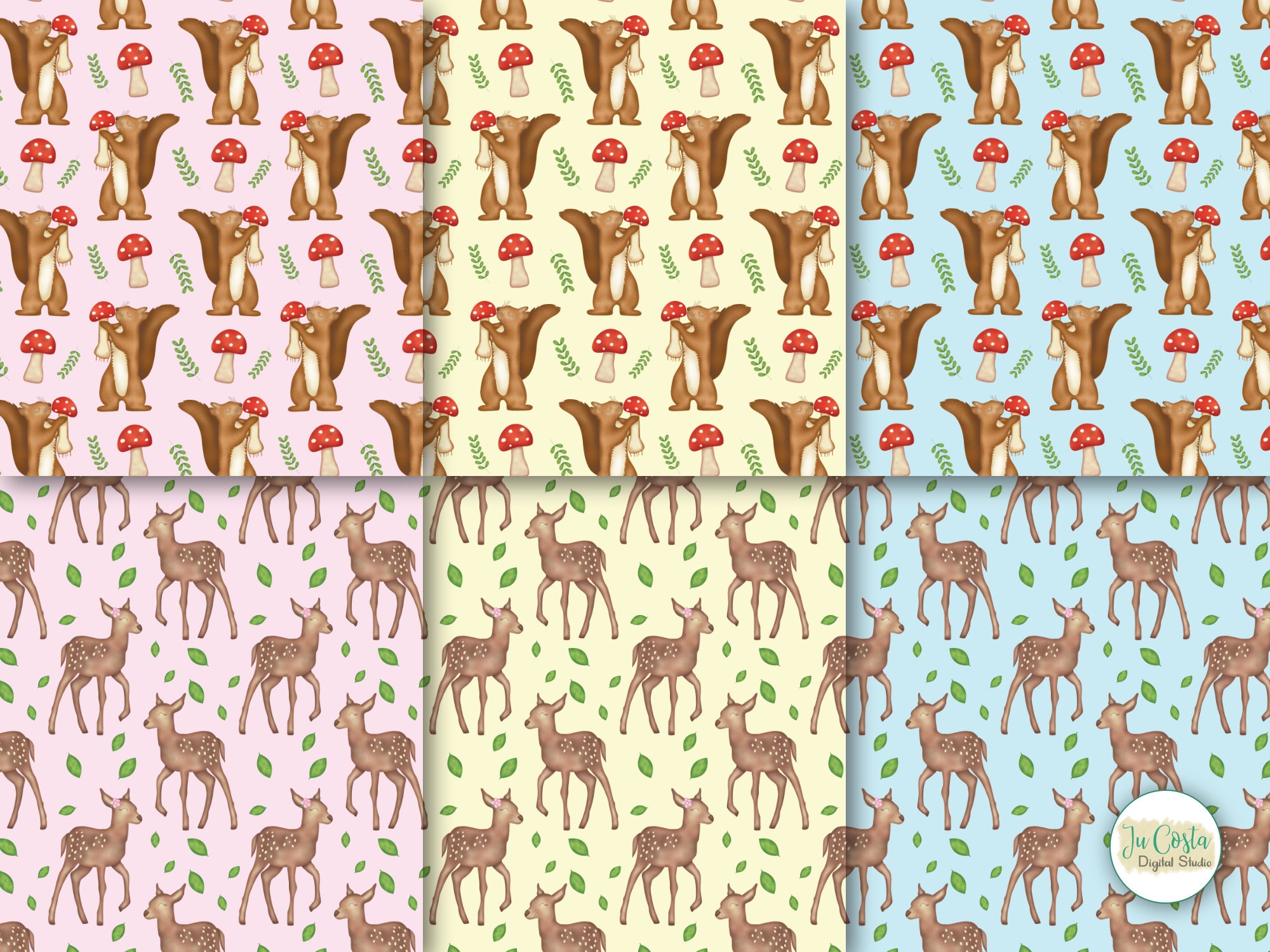 Woodland Animals Digital Paper. Forest Scrapbook Paper. - Etsy