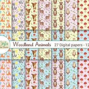 Woodland Animals Digital Paper. Forest Scrapbook Paper. - Etsy