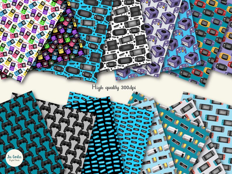 Gamer Seamless Digital Papers. Video Game Scrapbook Papers. Printable ...