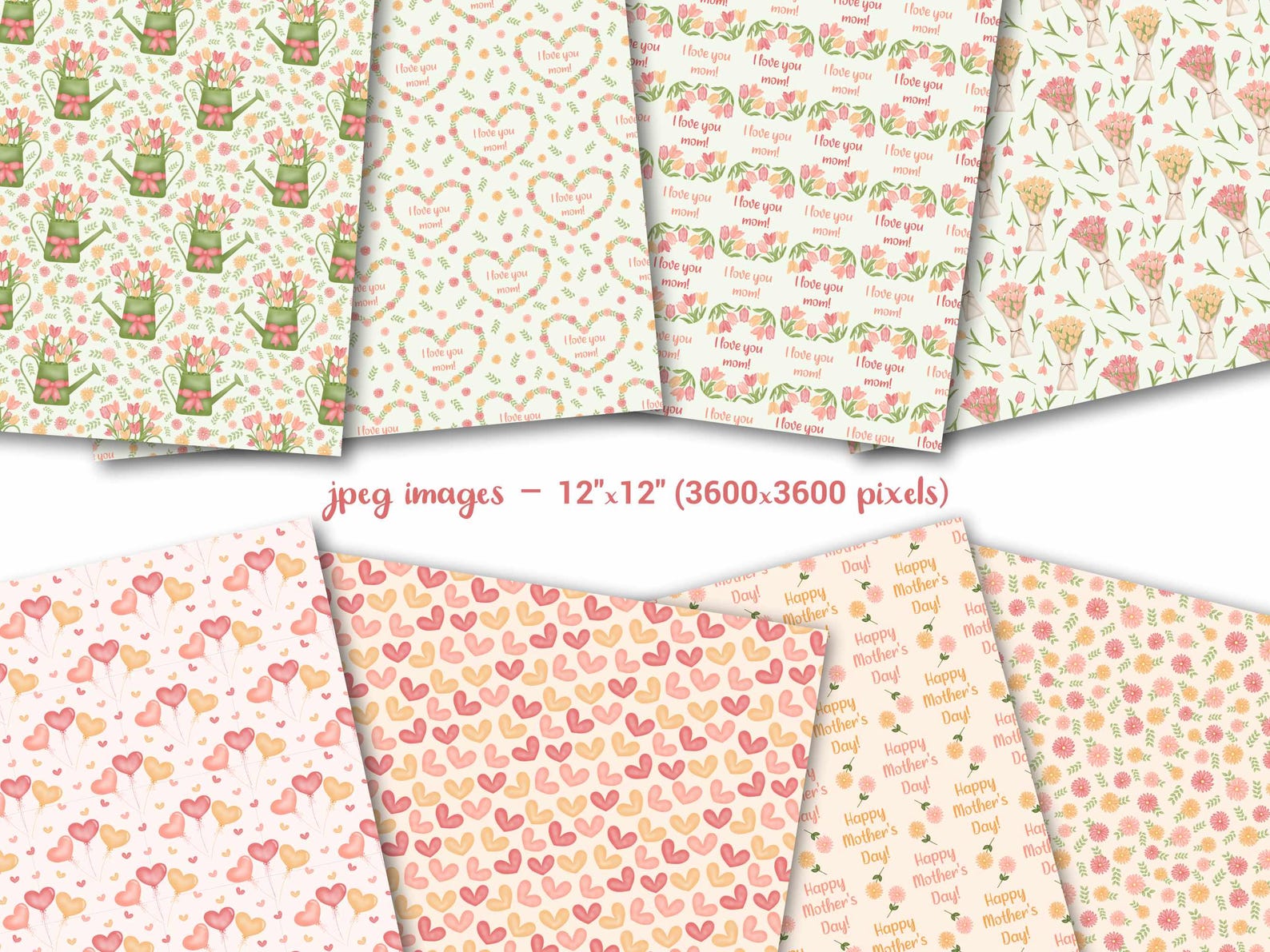 Mother's Day Digital Papers. Seamless Patterns. Floral Mom Printable ...