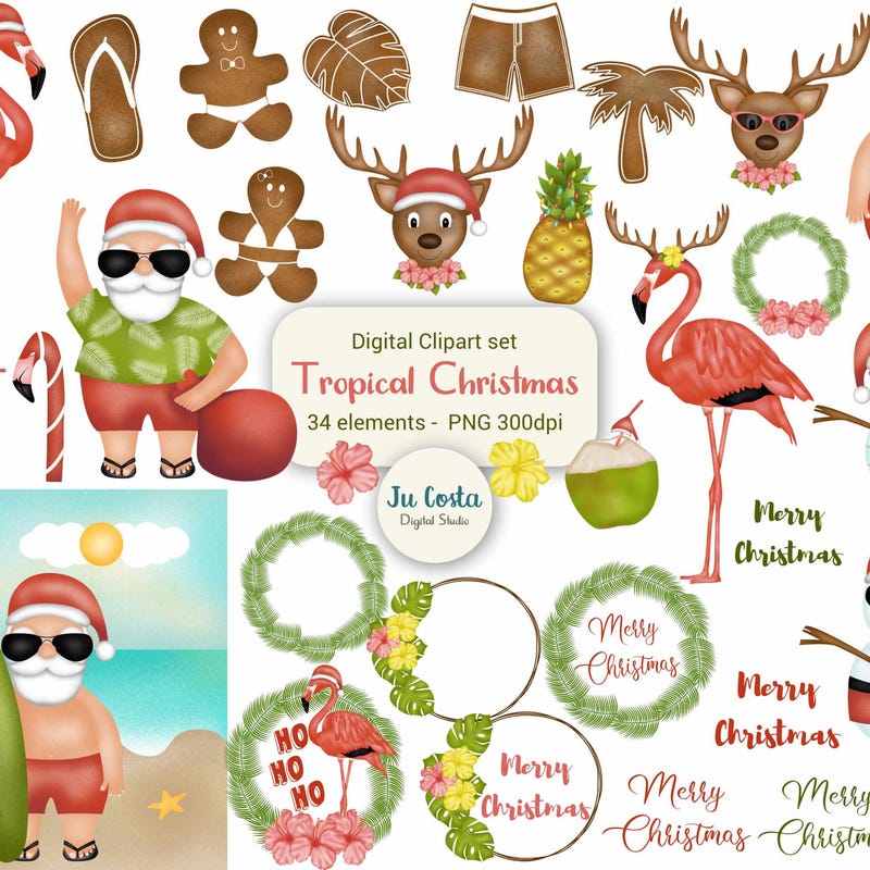 Tropical Santa - Etsy