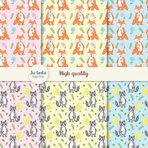 Woodland Animals Digital Paper. Forest Scrapbook Paper. Seamless ...