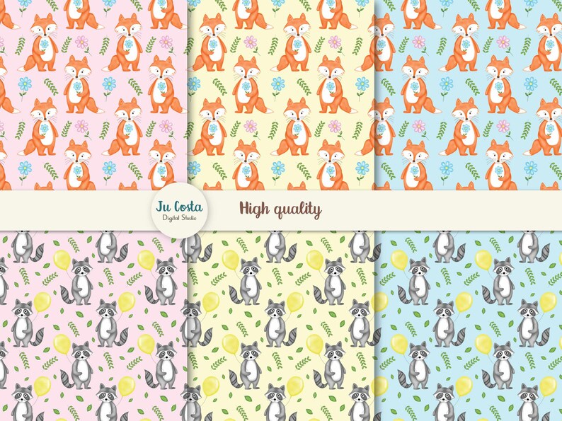 Woodland Animals Digital Paper. Forest Scrapbook Paper. Seamless ...