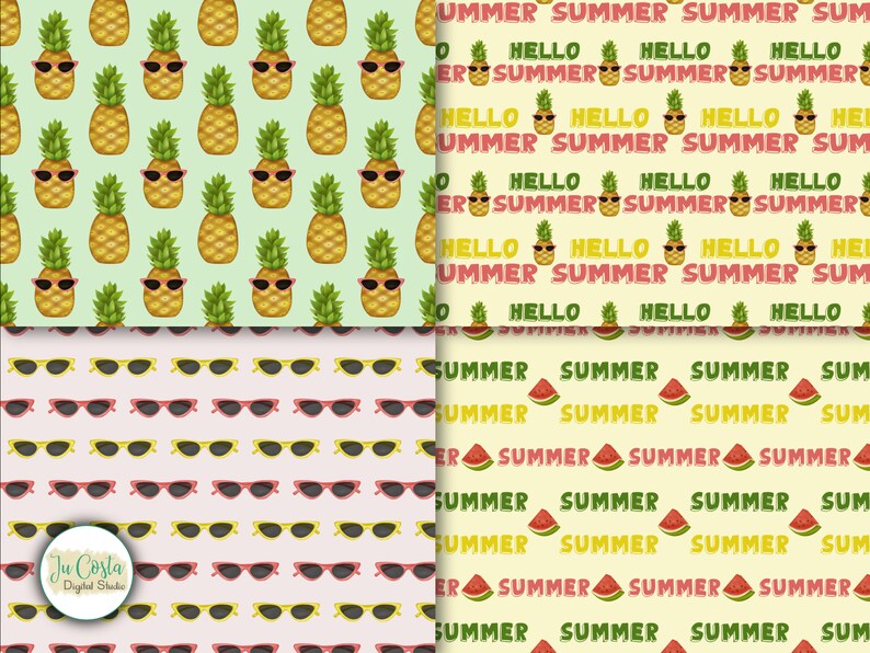 Tropical Summer Digital Paper. Summer Digital Paper. Scrapbooking Paper ...
