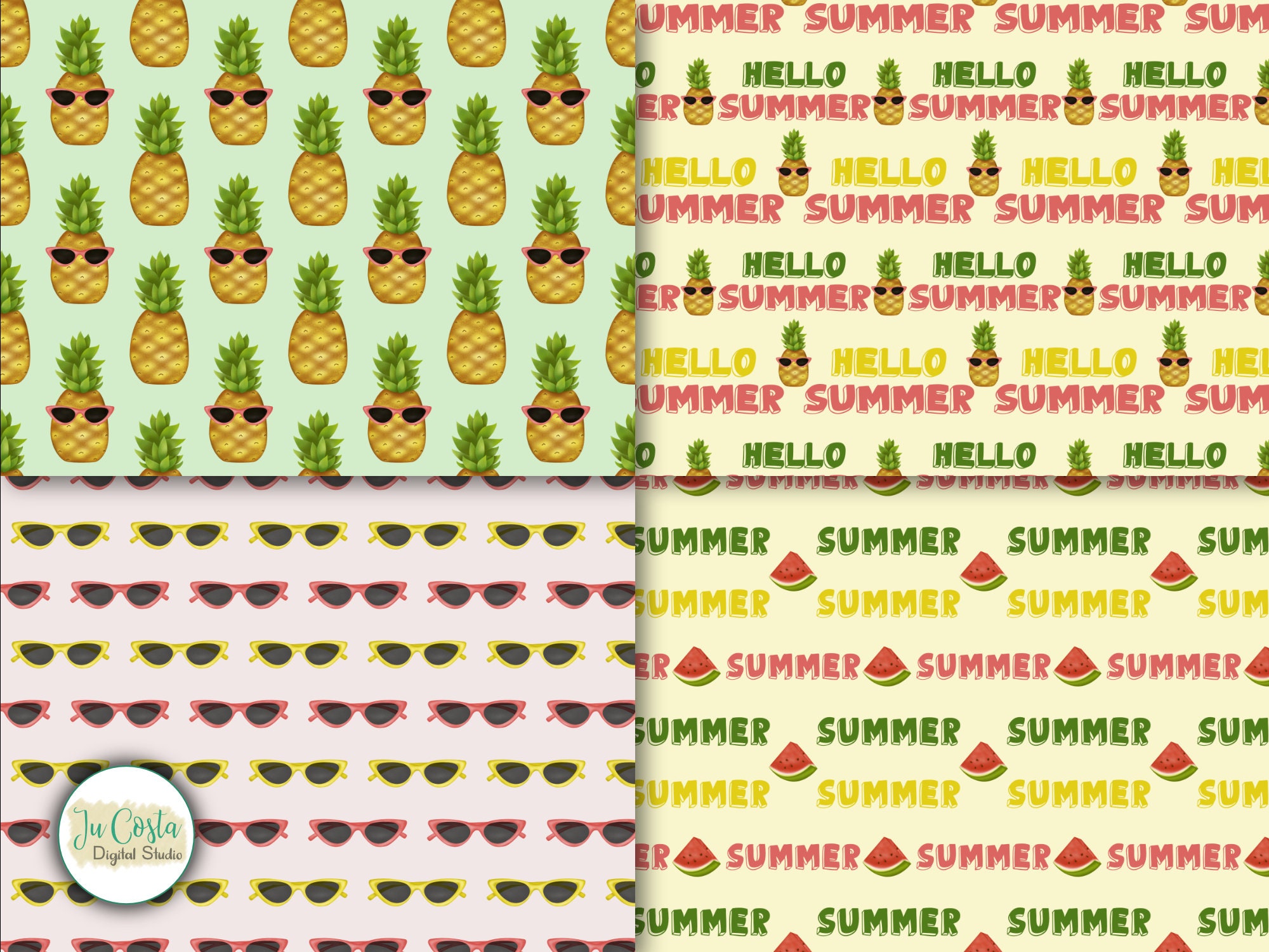 Tropical Summer Digital Paper. Summer Digital Paper. Scrapbooking Paper ...