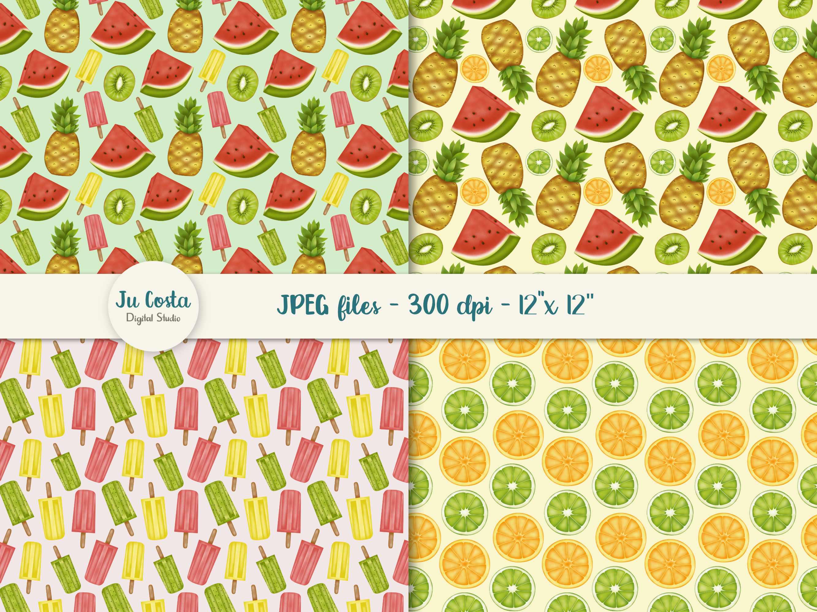 Tropical Summer Digital Paper. Summer Digital Paper. Scrapbooking Paper ...